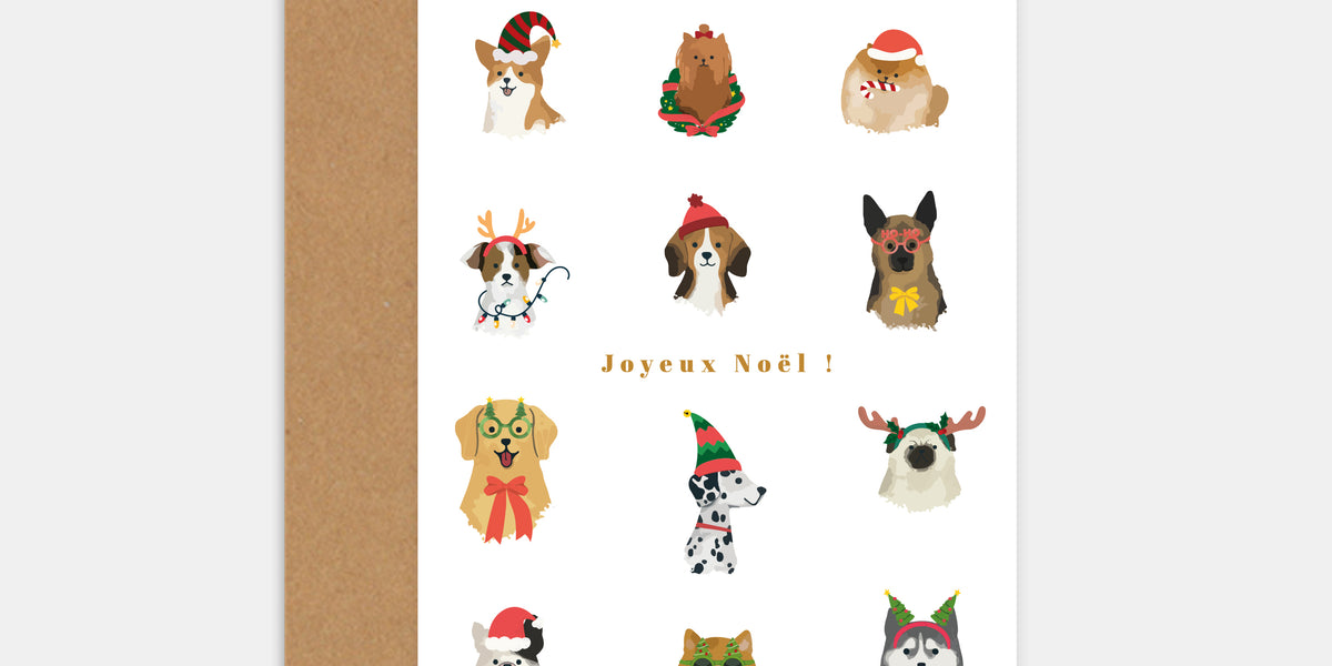 Carte chiens de Noël - Studio 48 – L'Art du Papier Paris