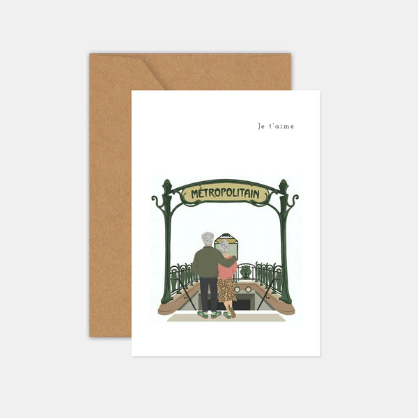 Carte couple dans le métro parisien - Studio 48 – L'Art du Papier Paris