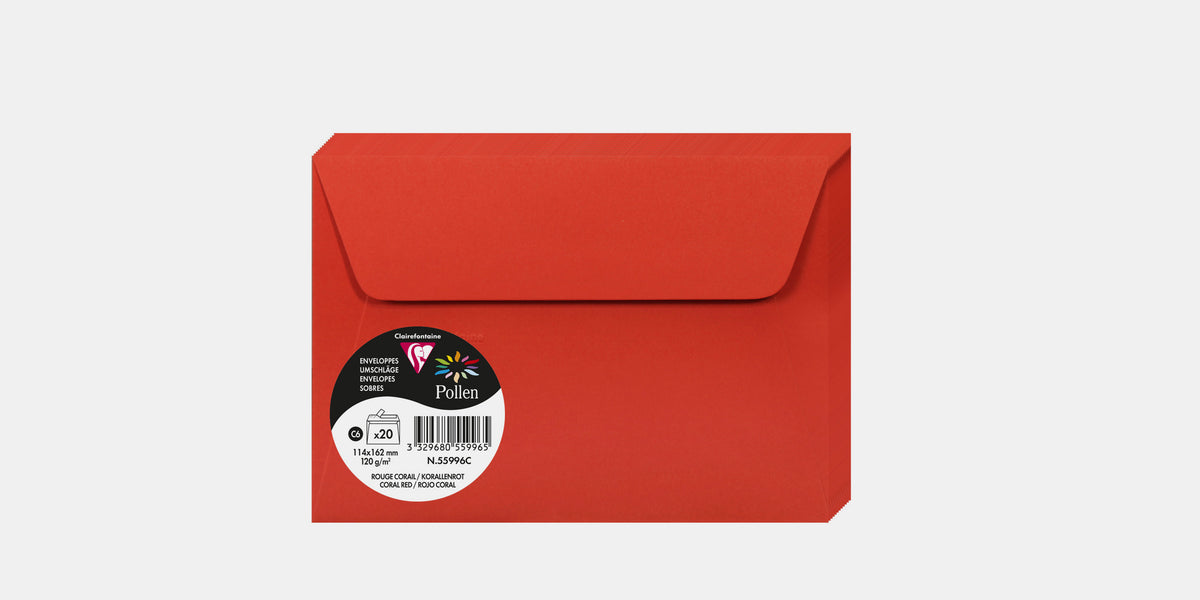 Small envelope 114x162 mm coral red vellum Pollen de Clairefontaine – L ...