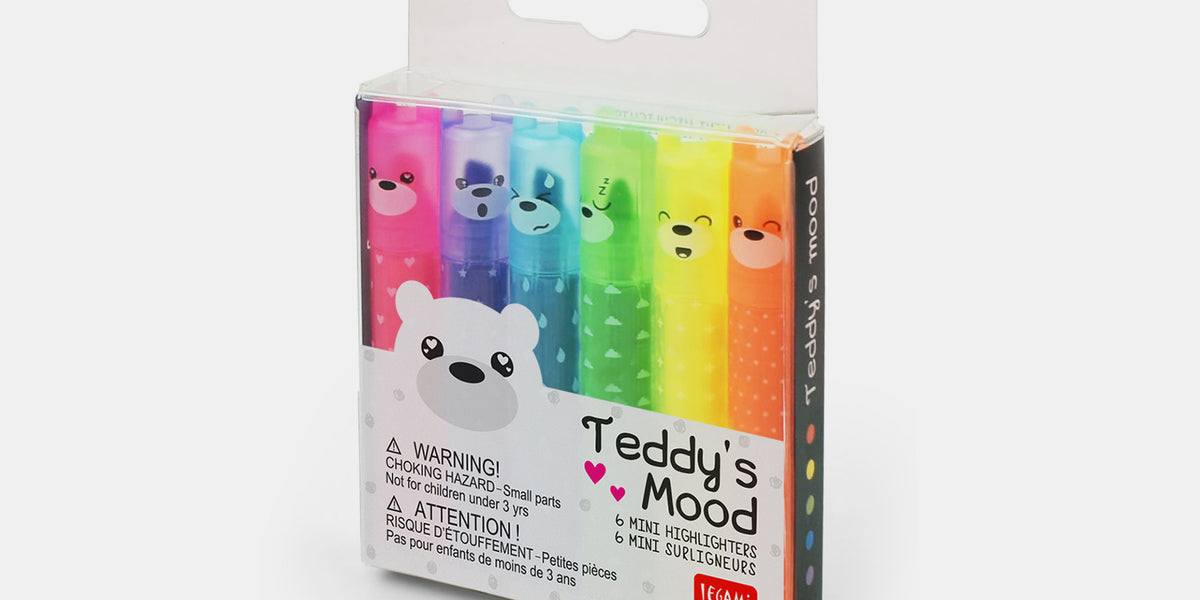 Set 6 surligneurs fluo teddy s style - Legami – L'Art du Papier Paris
